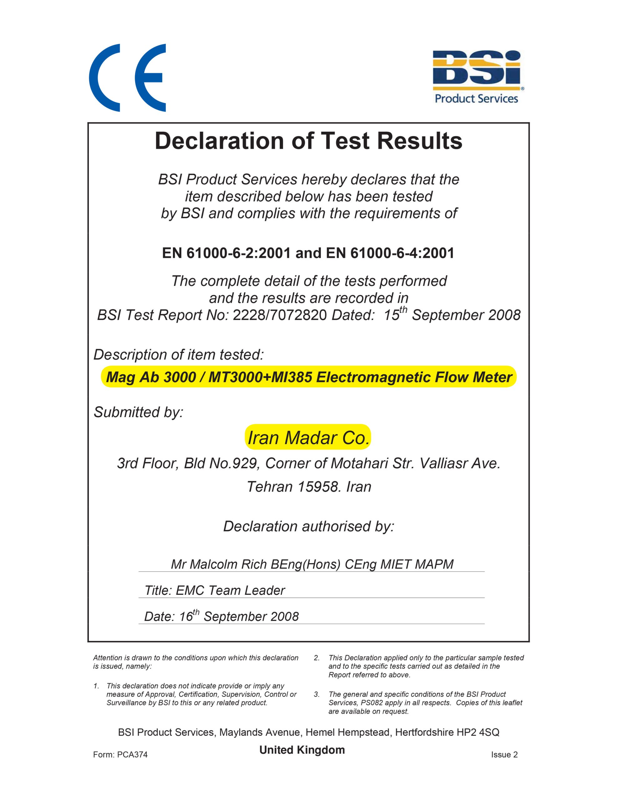 تاییده ها و گواهی نامه ها - ایران مدار